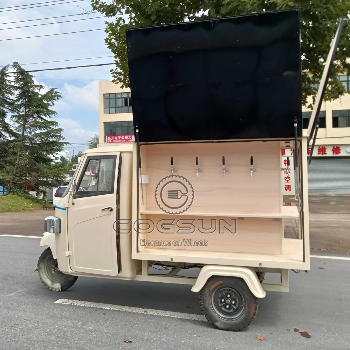 Beige Beer Piaggio APE Truck with 4+2 Tap Kegerator | Portable Beer ...