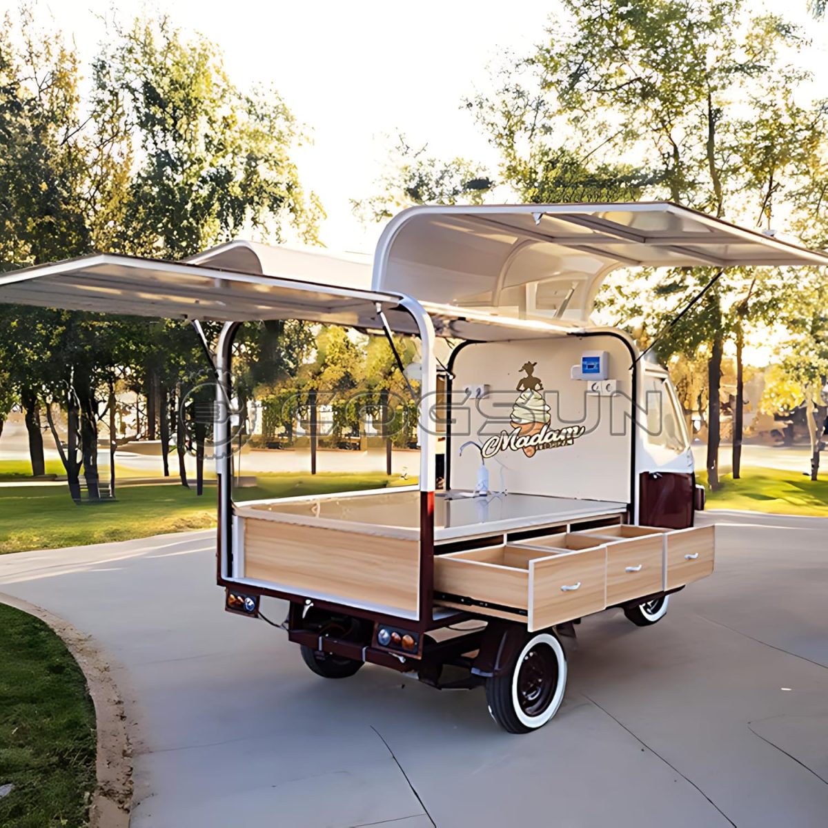 Electric Red Piaggio APE Food Truck | Street Ice Cream Food Trailer For ...