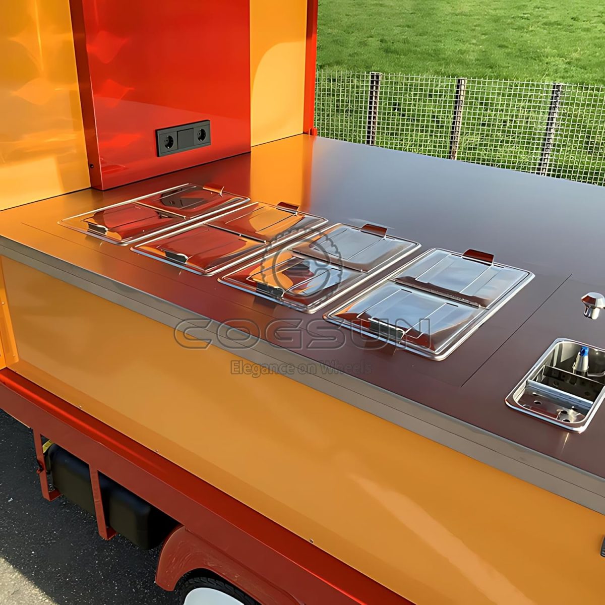 Orange Piaggio APE Food Truck with Service Window | Concession Electric ...