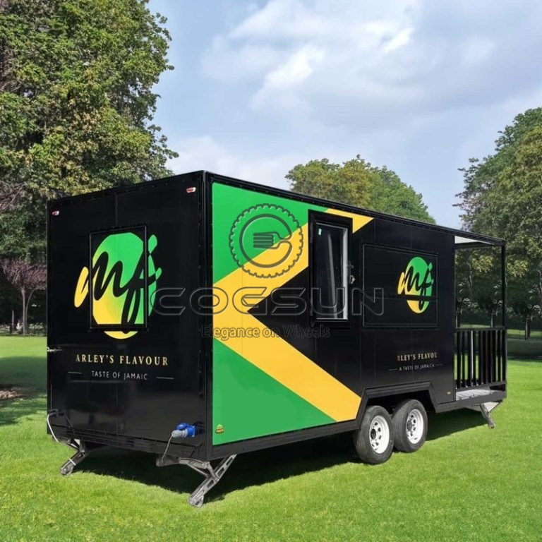 18ft Full Car Sticker Square Food Trailer with Fence - Cogsun
