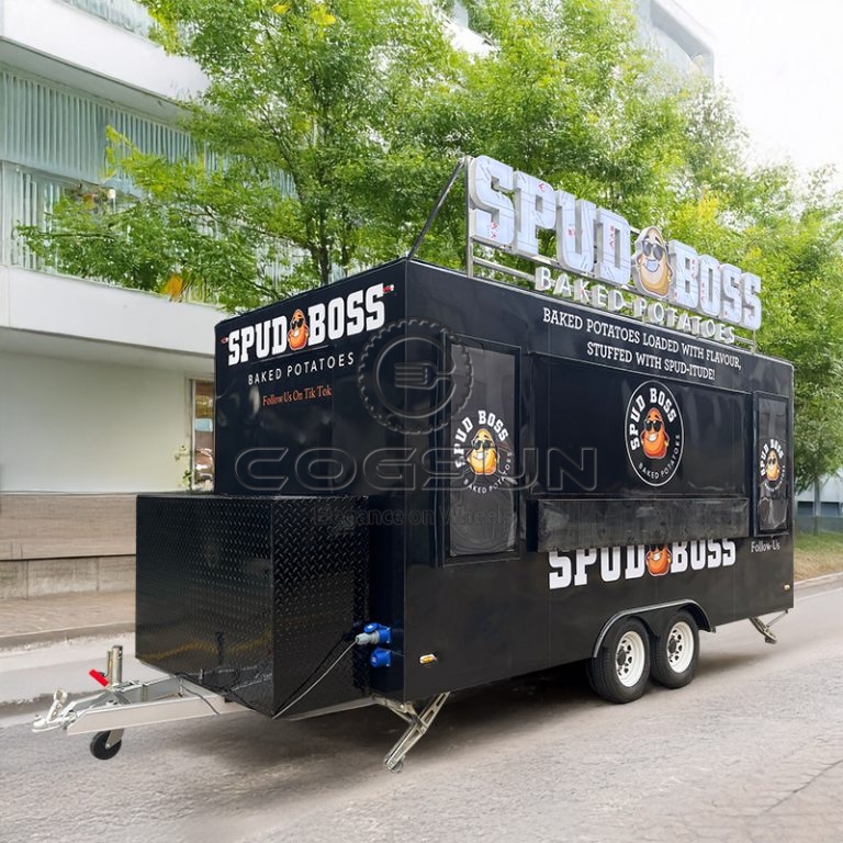 13FT Black Square Food Trailer for Baked Potatoes - Cogsun