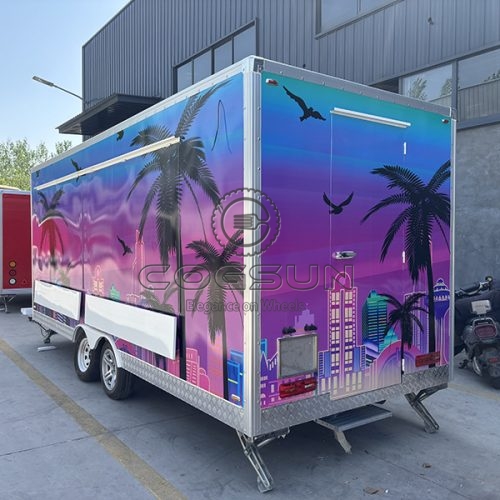 15FT Sticker Double Window Square Food Trailer - Cogsun